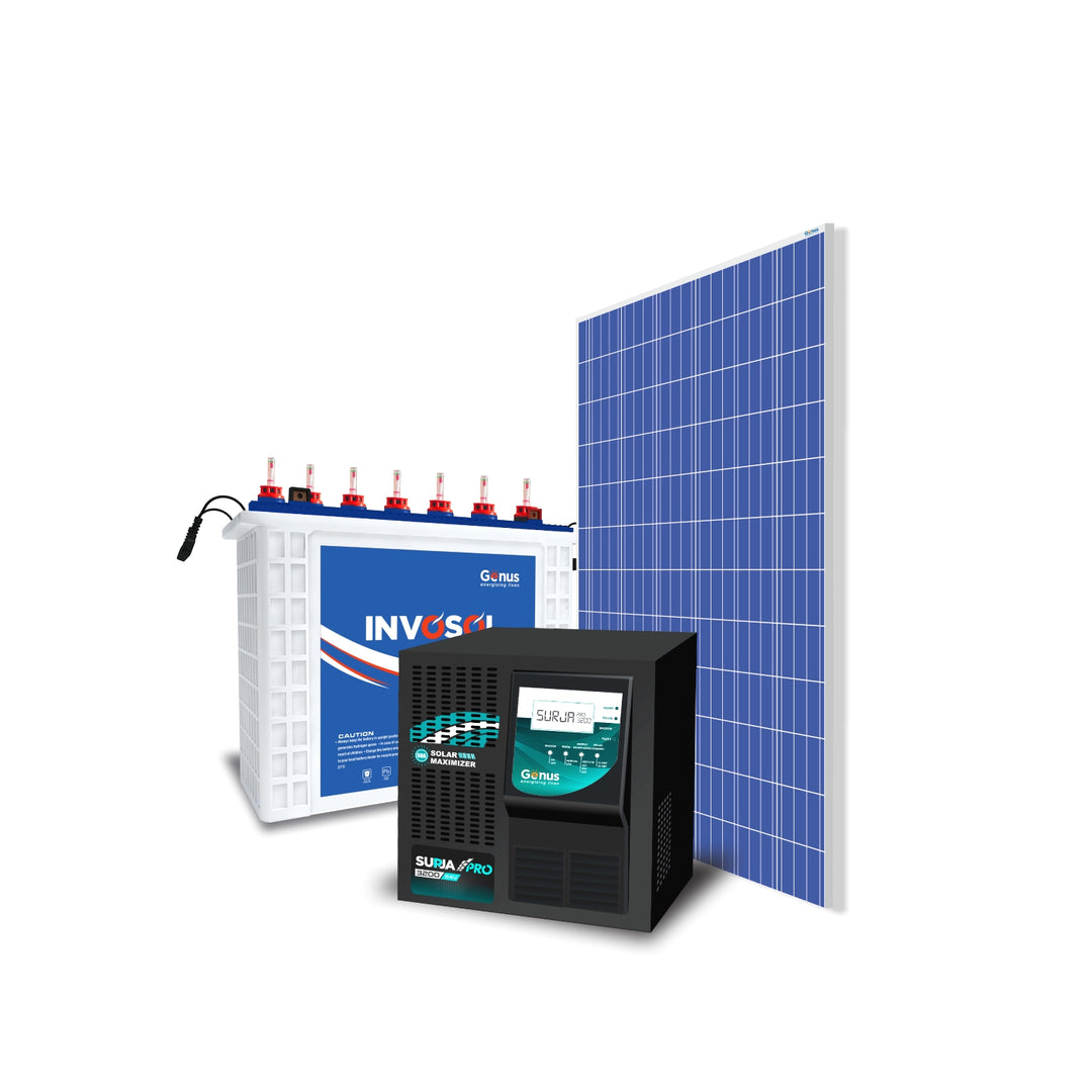 Buy Genus Surja Pro 3200 Solar UPS + battery + panel combo – Genus ...